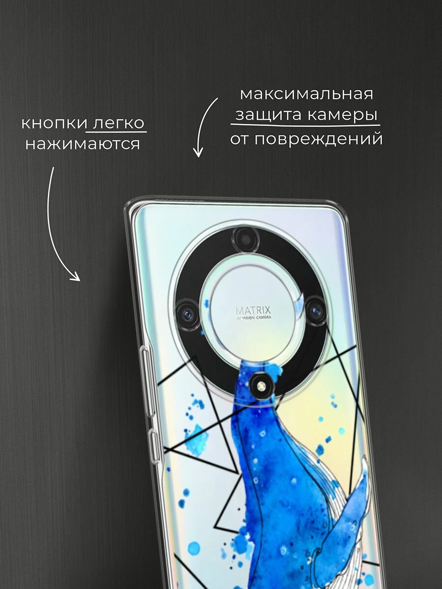Чехол на Honor X9A / Хонор X9A с принтом "Кит графика", прозрачный — фото 1