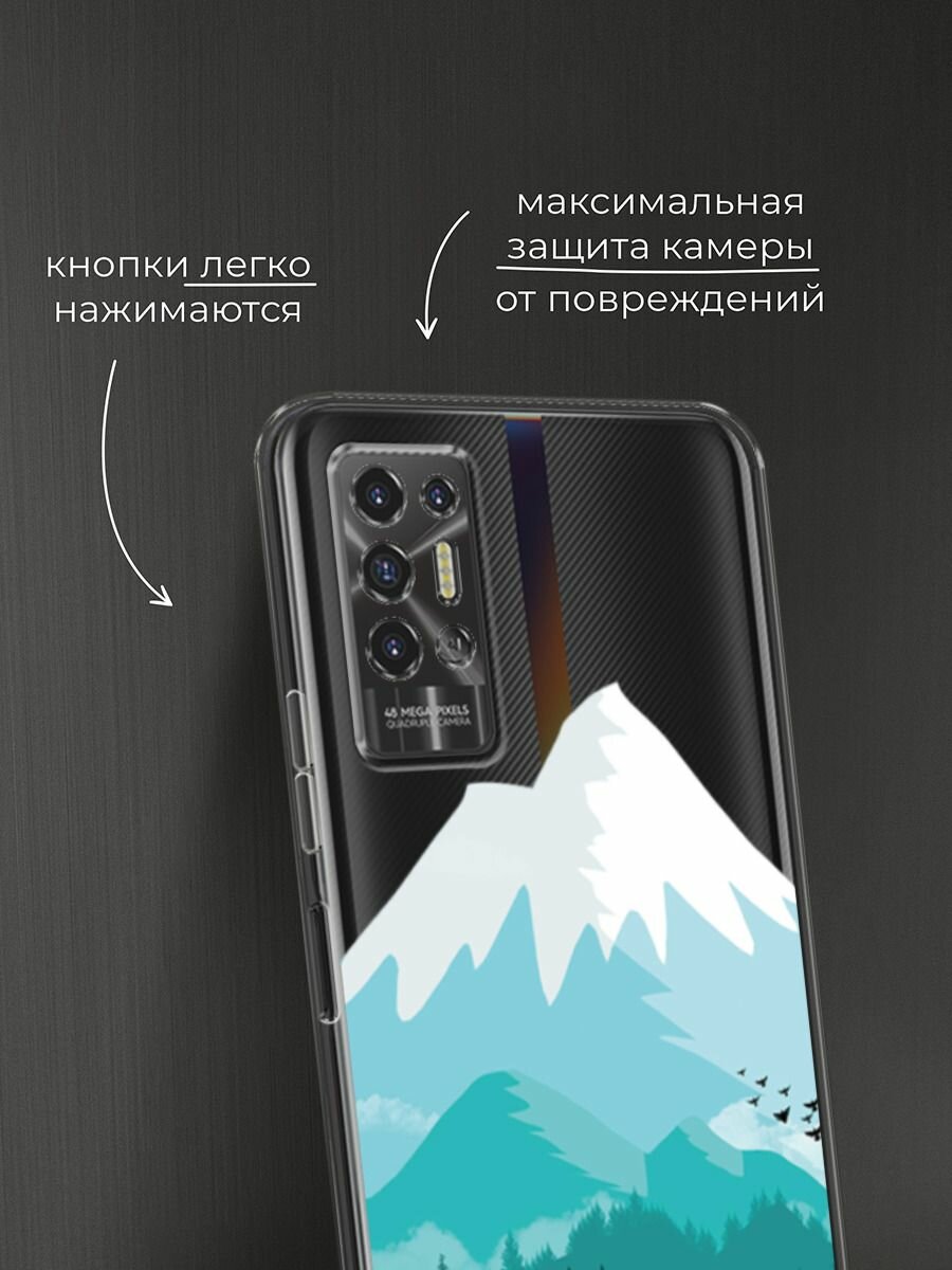 Чехол на Tecno Pova 2 / Текно Пова 2 с принтом "Синяя снежная гора", прозрачный — фото 1