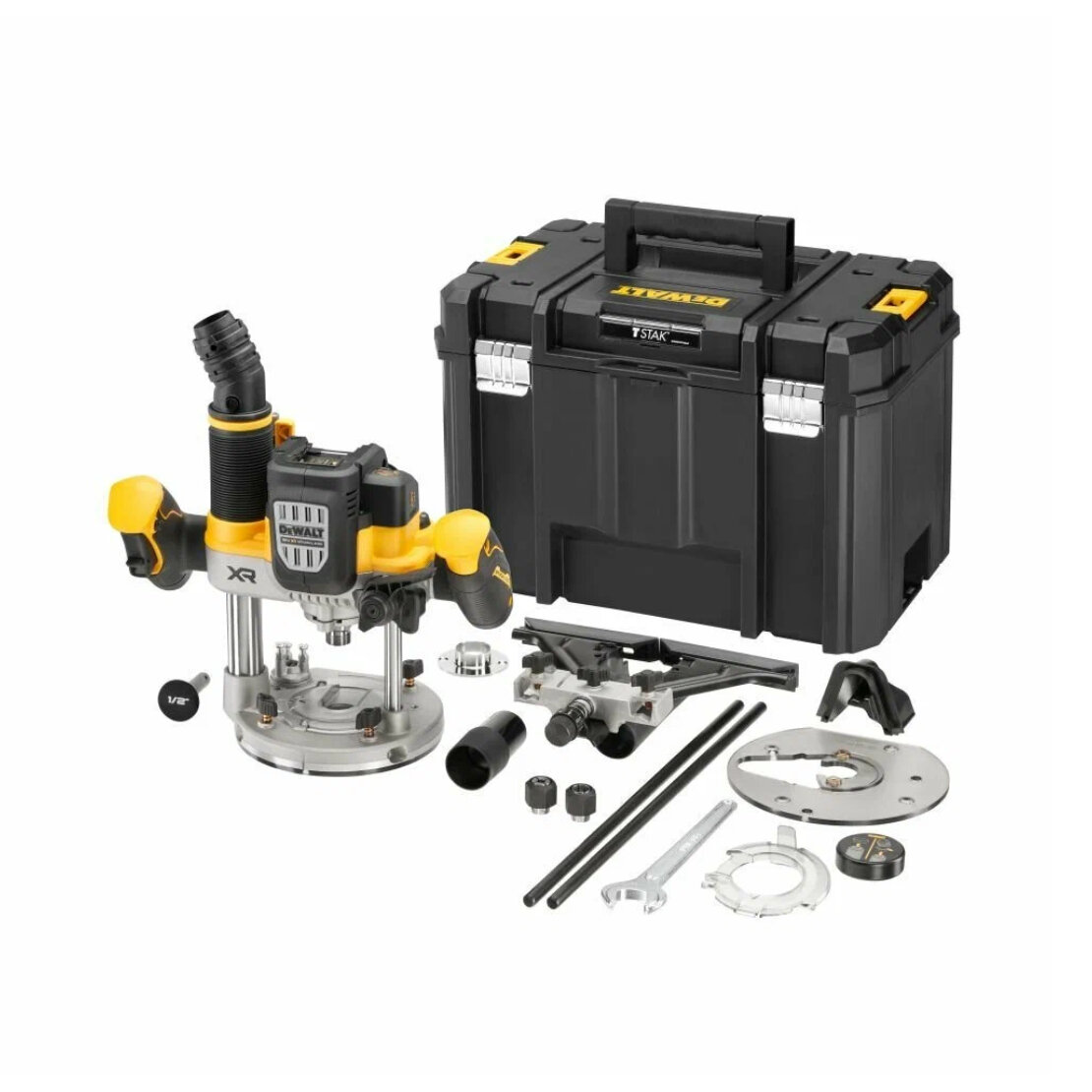 Фрезер бесщеточный аккумуляторный DeWalt DCW620NT-XJ с бесщёточным двигателем, 18 В, 23000 об/мин, Li-Ion, черный/желтый