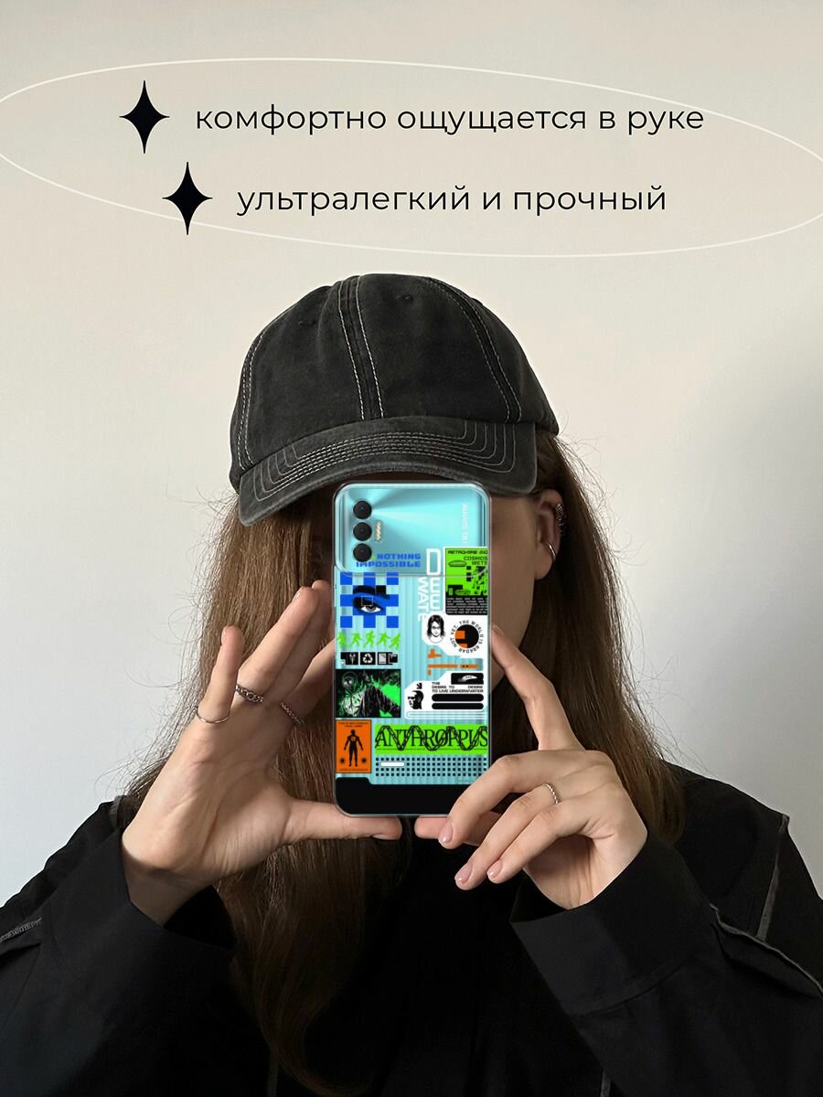 Чехол на Tecno Spark 8P / Техно Спарк 8P с принтом "Nothing impossible", прозрачный — фото 1