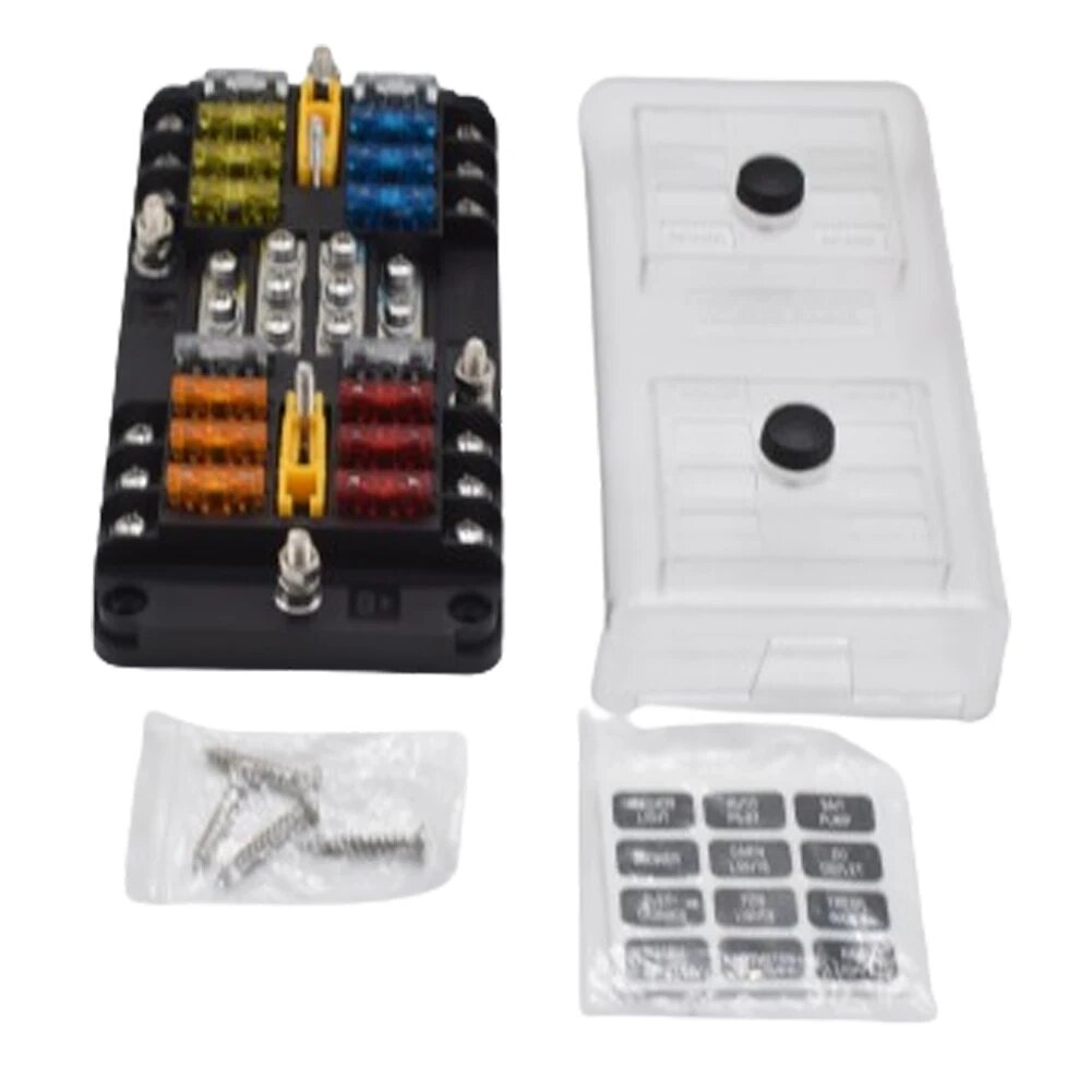 Универсальный автомобильный блок предохранителей 12/16/20-контактный двухпроводной блок шины 12 В 36 В 24 В, держатель предохранителя с отрицательной цепочкой для грузовика, лодки, морского автофургона, 16 Way 12 Circuit, Стандарт