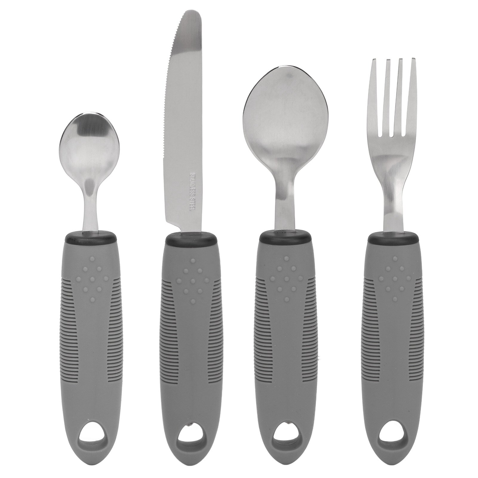 4pcs Домохозяйственная посуда без скольжения резиновая ручка из нержавеющей стали.
