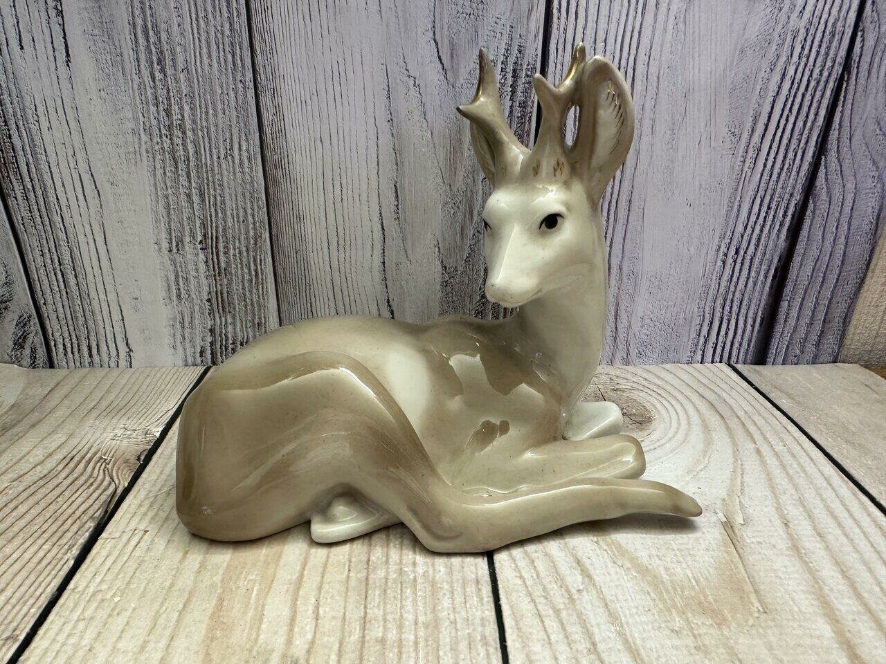 Статуэтка фарфор Лесной Олень Гжель ссср 1970 годы винтаж