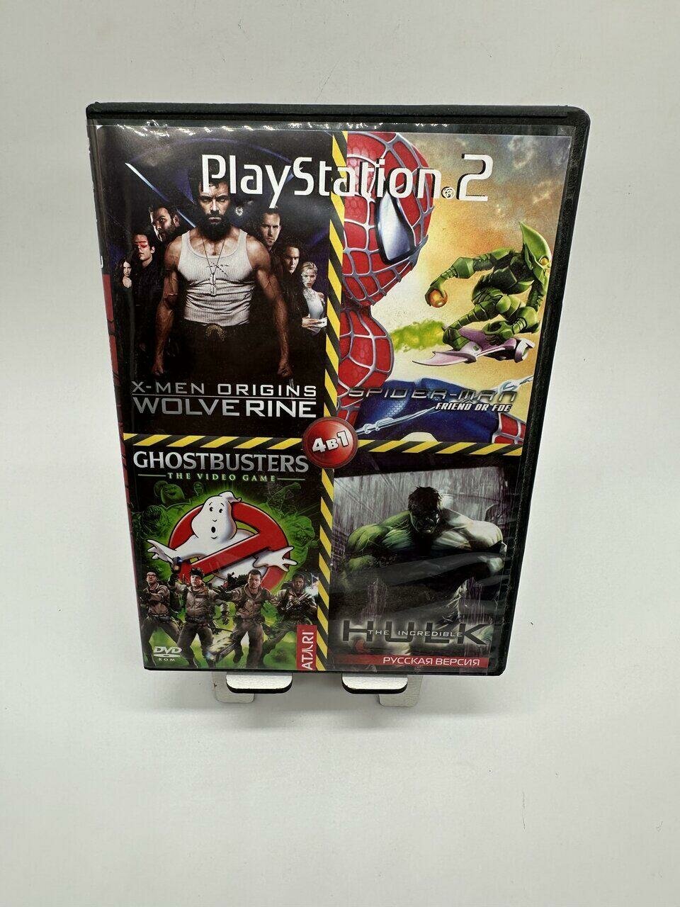 Диск с игрой X-man, Ghost busters, Spider man, Hulk 4в1 на PlayStation 2 прошитую