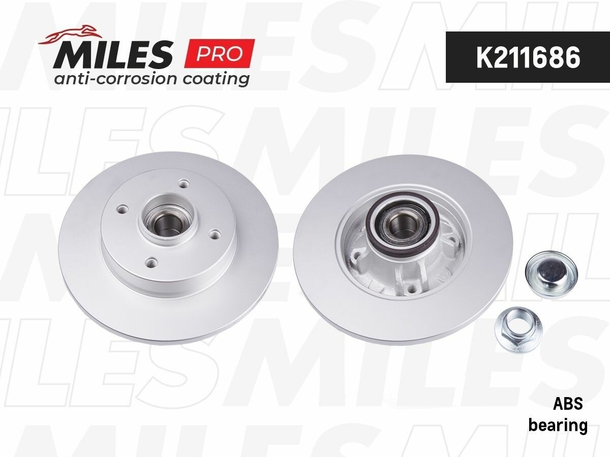 MILES Диск тормозной CITROEN C4 04-/ PEUGEOT 308 07- задний с подшипником