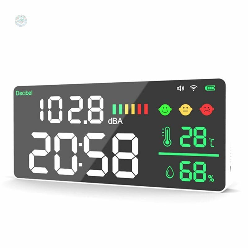 Многофункциональный цифровой шумомер с LED-дисплеем, измеритель уровня шума, температуры и влажности, настенный монитор качества воздуха для дома и офиса, автоматическое измерение и регулировка яркости