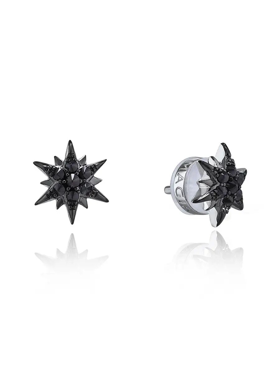 Серьги пусеты, серебро, 925 проба, родирование, шпинель синтетическая