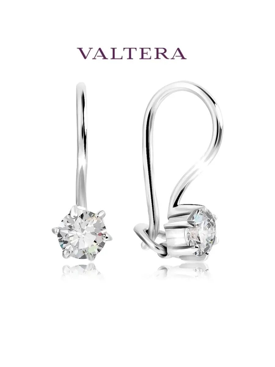 Серьги, серебро, 925 проба, родирование, фианит