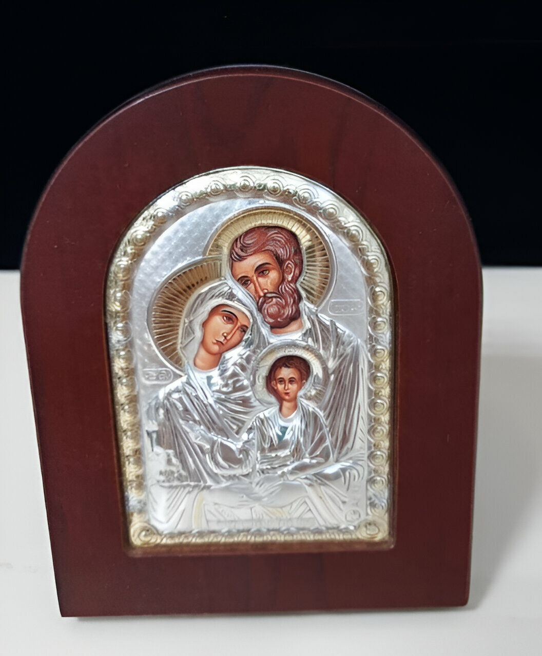 Икона "Святое Семейство" Prince Silvero, посеребренный металл и дерево, 9,5x7,5 см