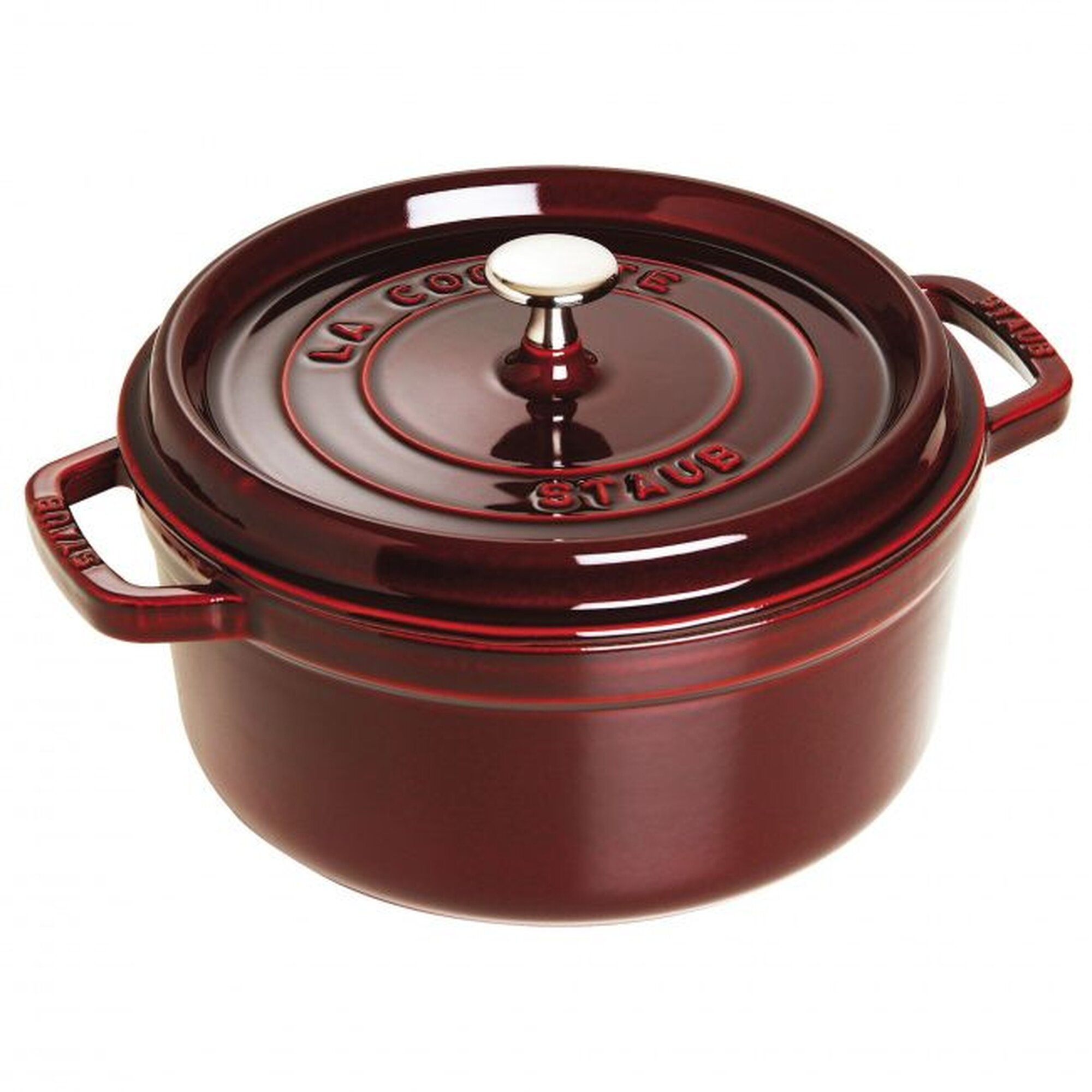 Кастрюля с крышкой STAUB, чугунная, диаметр 26 см, цвет бордовый, 40509-359-0