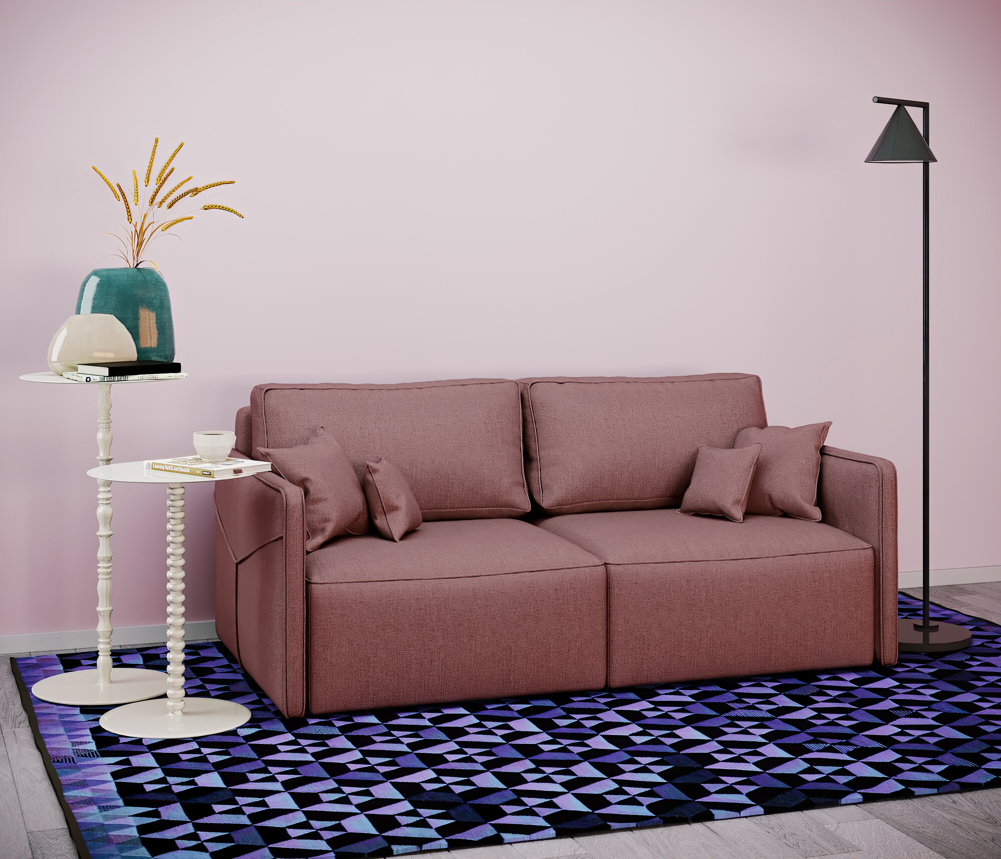 Диван прямой Кьянти, еврокнижка, рогожка саванна плюс демроуз, ППУ