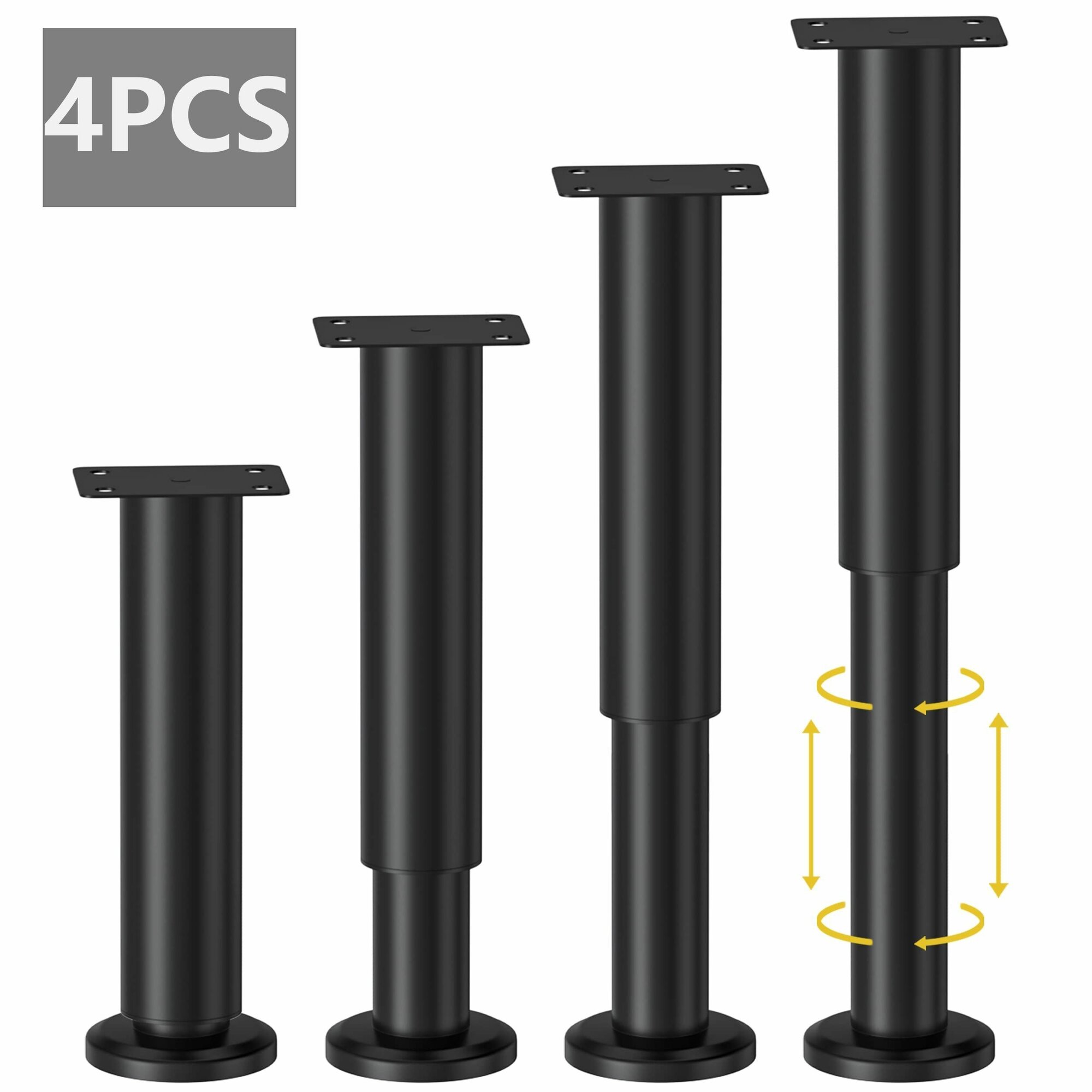 4 шт. металлические сверхмощные регулируемые по высоте опорные ножки для мебели/7,08-12,2 дюйма/подходят для кровати дивана шкафа дивана комода стола.