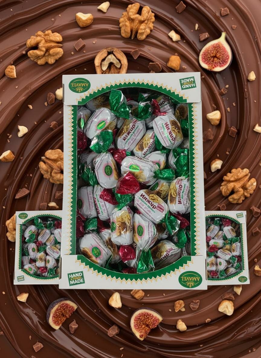 Шоколадные конфеты Аmavel Инжир и Грецкие Орехи 1 кг