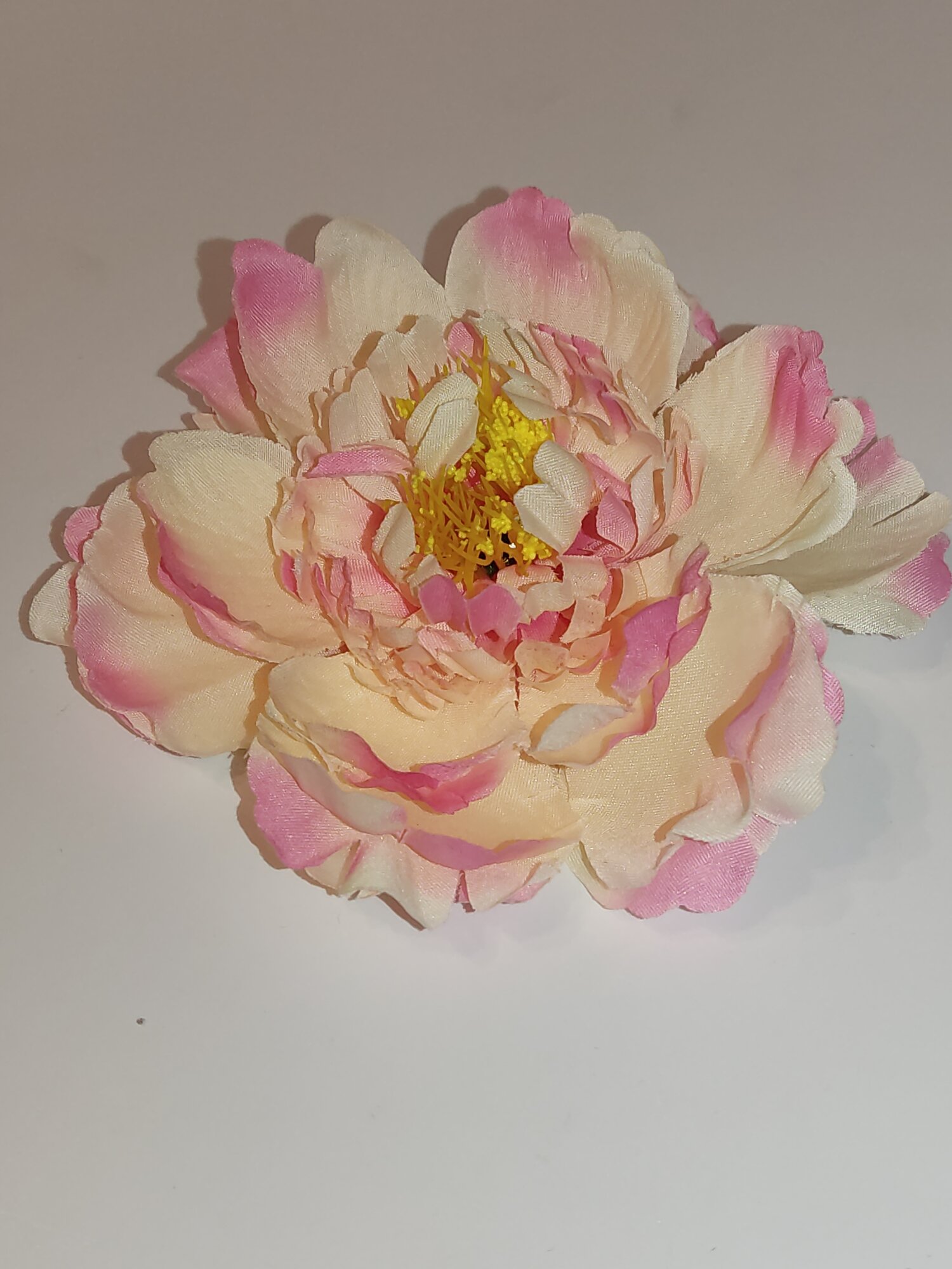 Заколка для волос, брошь "Цветок" , цвет кремовый/розовый