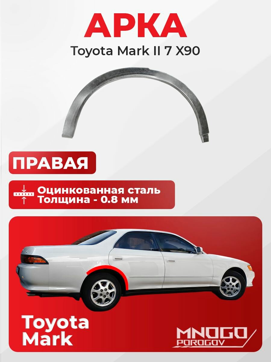 Задняя правая арка на Toyota Mark II 7 (X90) седан 4 двери 1992-1996 оцинкованная сталь, толщина 0,8 мм (Тойота Марк 2 Х90), . кузовной ремонт.