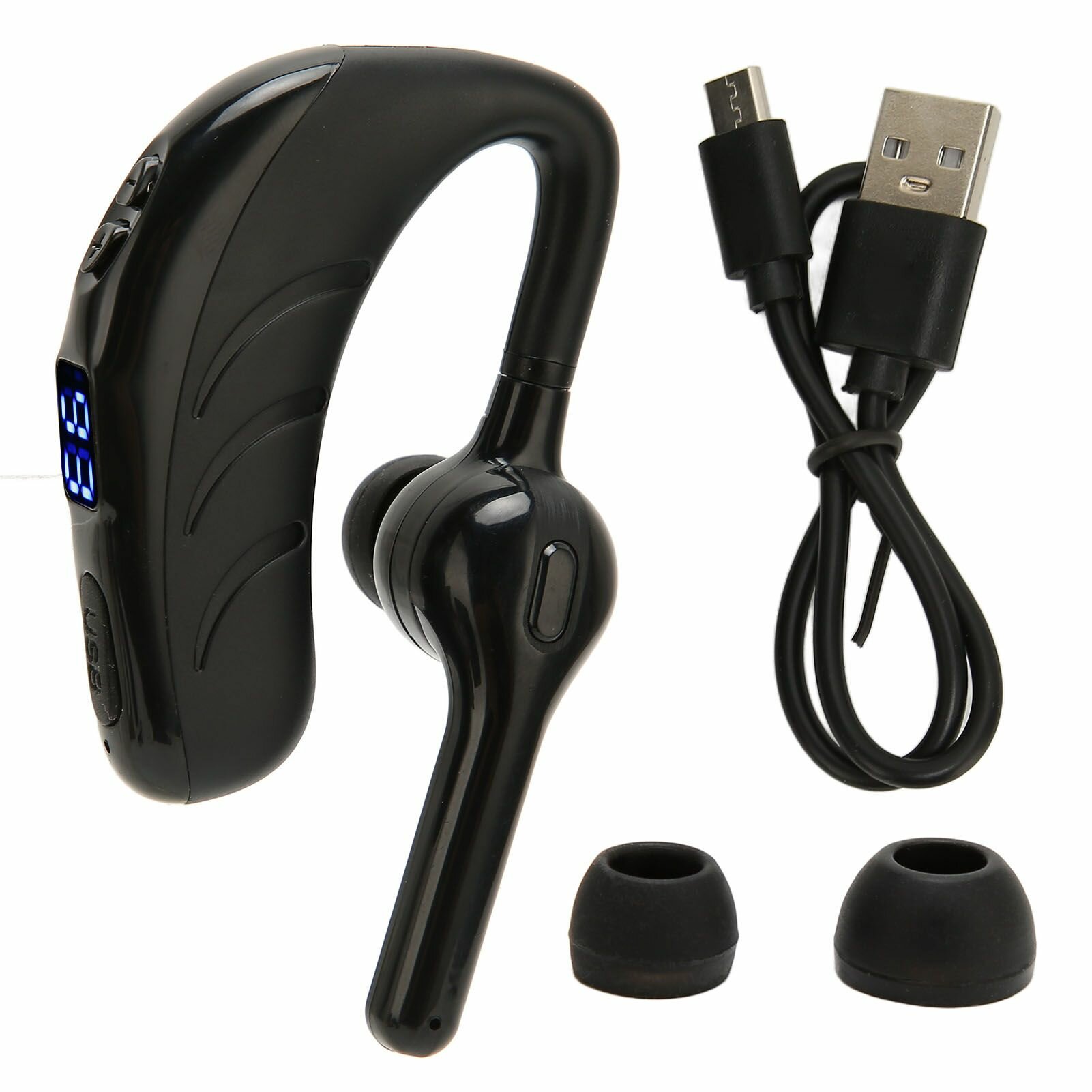 Bluetooth-наушник с шумоподавлением, одно ухо, Bluetooth-гарнитура с дисплеем батареи для занятий спортом, черный