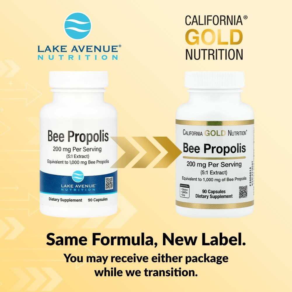 Lake Avenue Nutrition, пчелиный прополис, экстракт 5:1, эквивалент 1000 мг, 90 растительных капсул