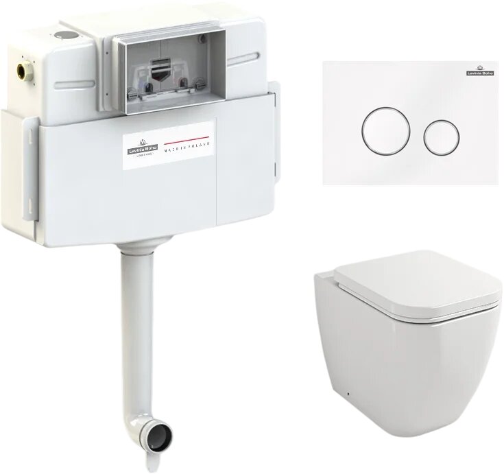 Комплект Lavinia Boho Унитаз приставной One 33024060 / Крышка-сиденье One 33290200 с микролифтом / Бачок скрытого монтажа RelFix 38020010, Кнопка RelFix 3805004W