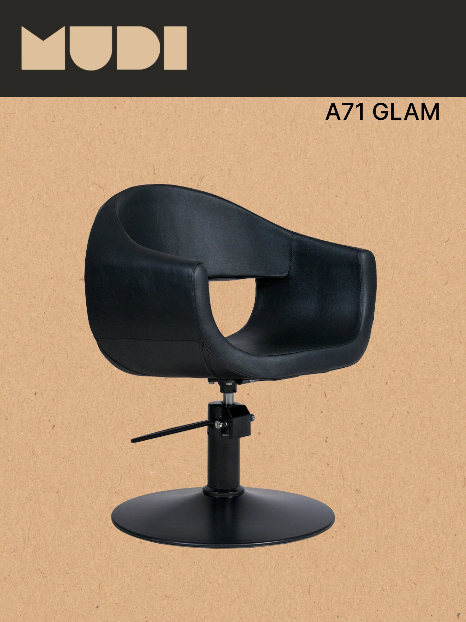 Парикмахерское кресло A71 GLAM, на гидравлике, цвет черный, обивка эко-кожа