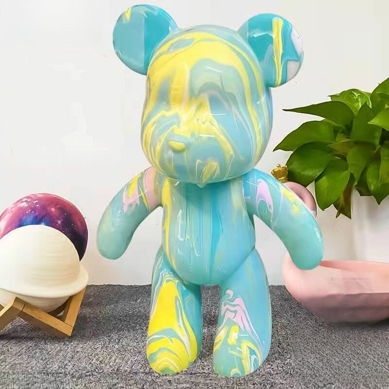 Набор для творчества мишка с красками Bearbrick fluid art 23 см Желтый розовый синий