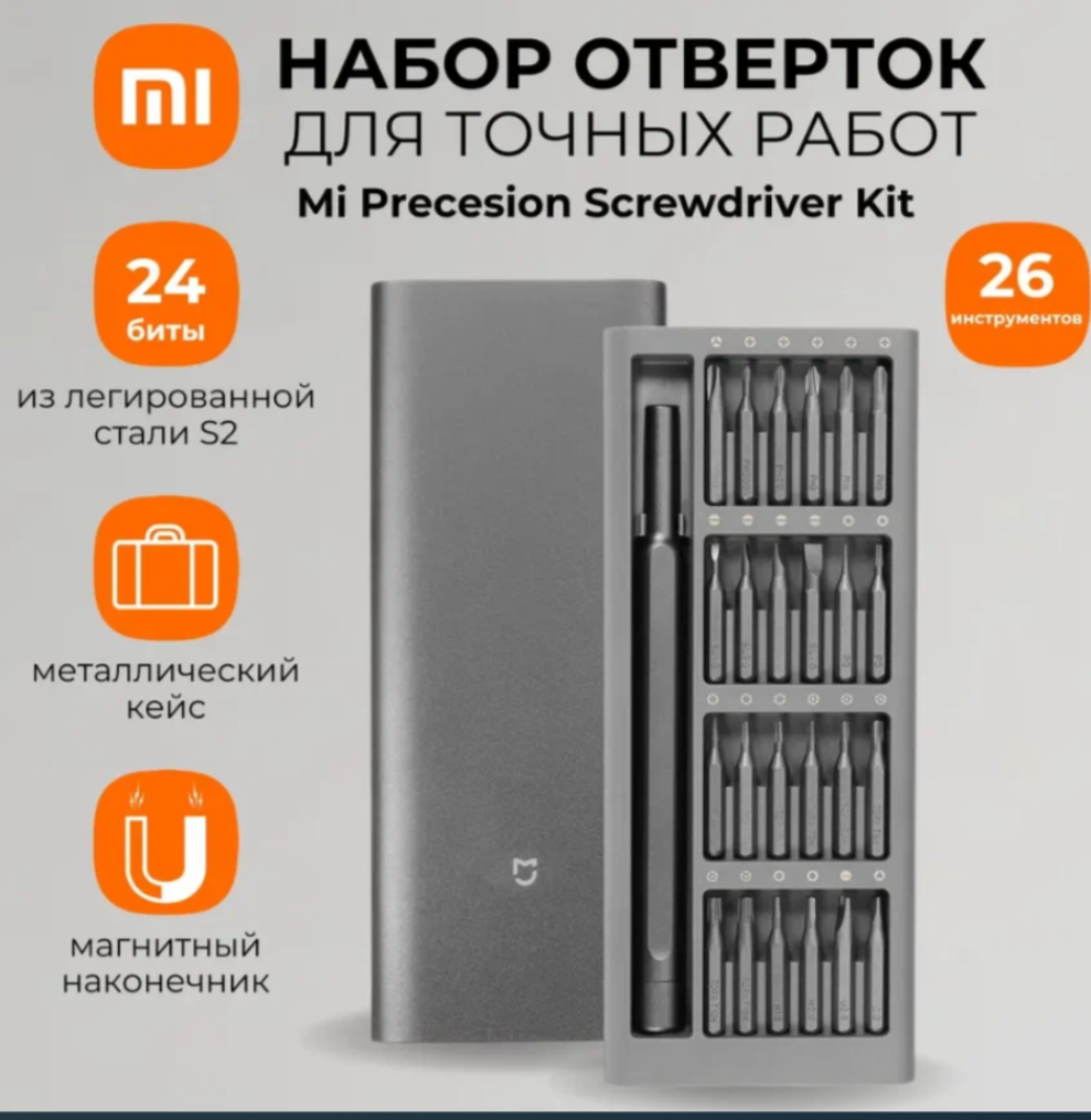 Отвертка с набором бит Xiaomi Mi Precision Screwdriver Kit XLSD002QW (25 предметов)