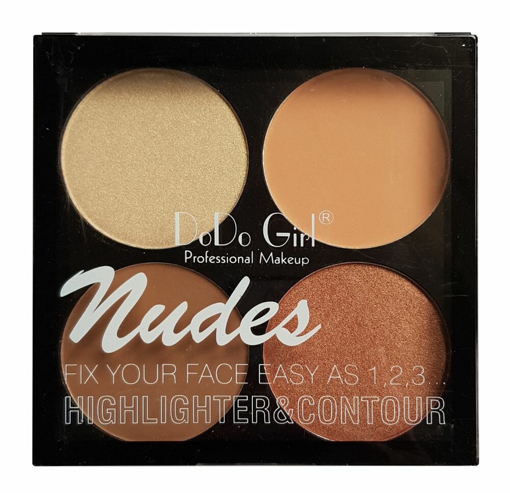 Палетка хайлайтер и корректор DoDo Girl Nudes Highlight & Contour, 4 цвета, набор 02
