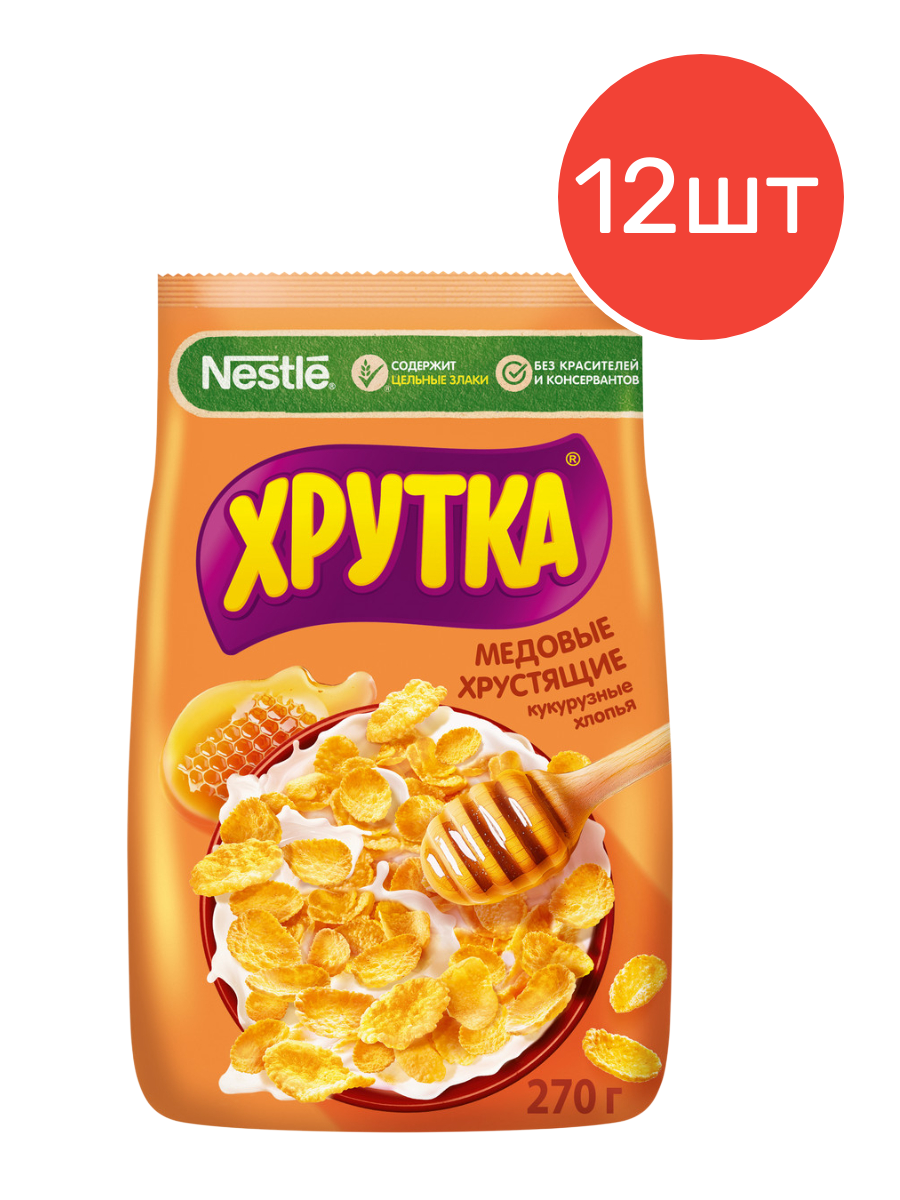 Готовый завтрак Хрутка хлопья медовые хрустящие 270г 12шт