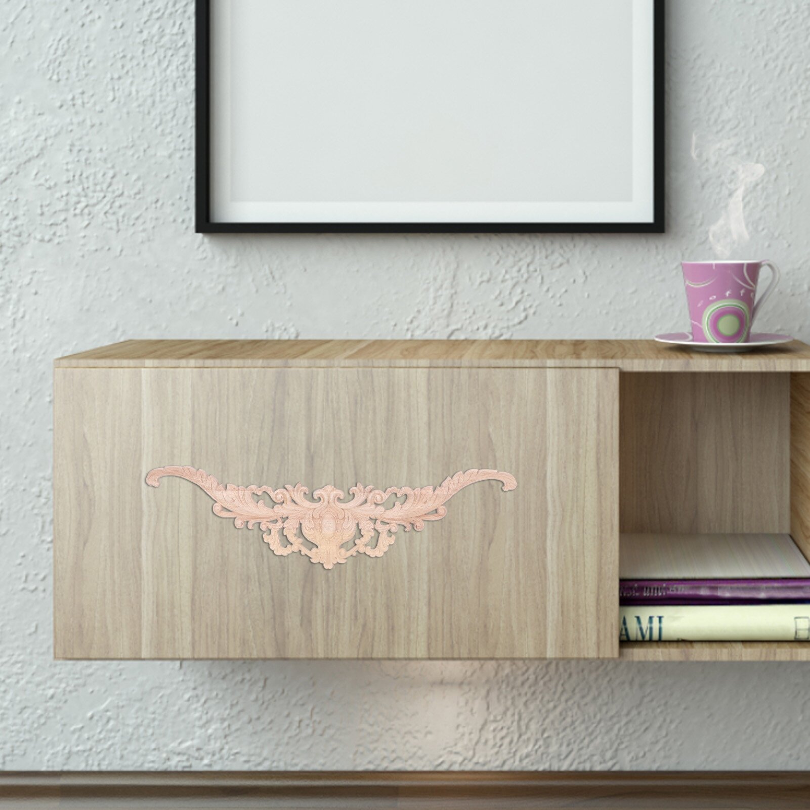 Деревянные аппликации, изысканный элегантный европейский стиль, резиновое дерево, длинный цветок, украшение для дома, резные аксессуары