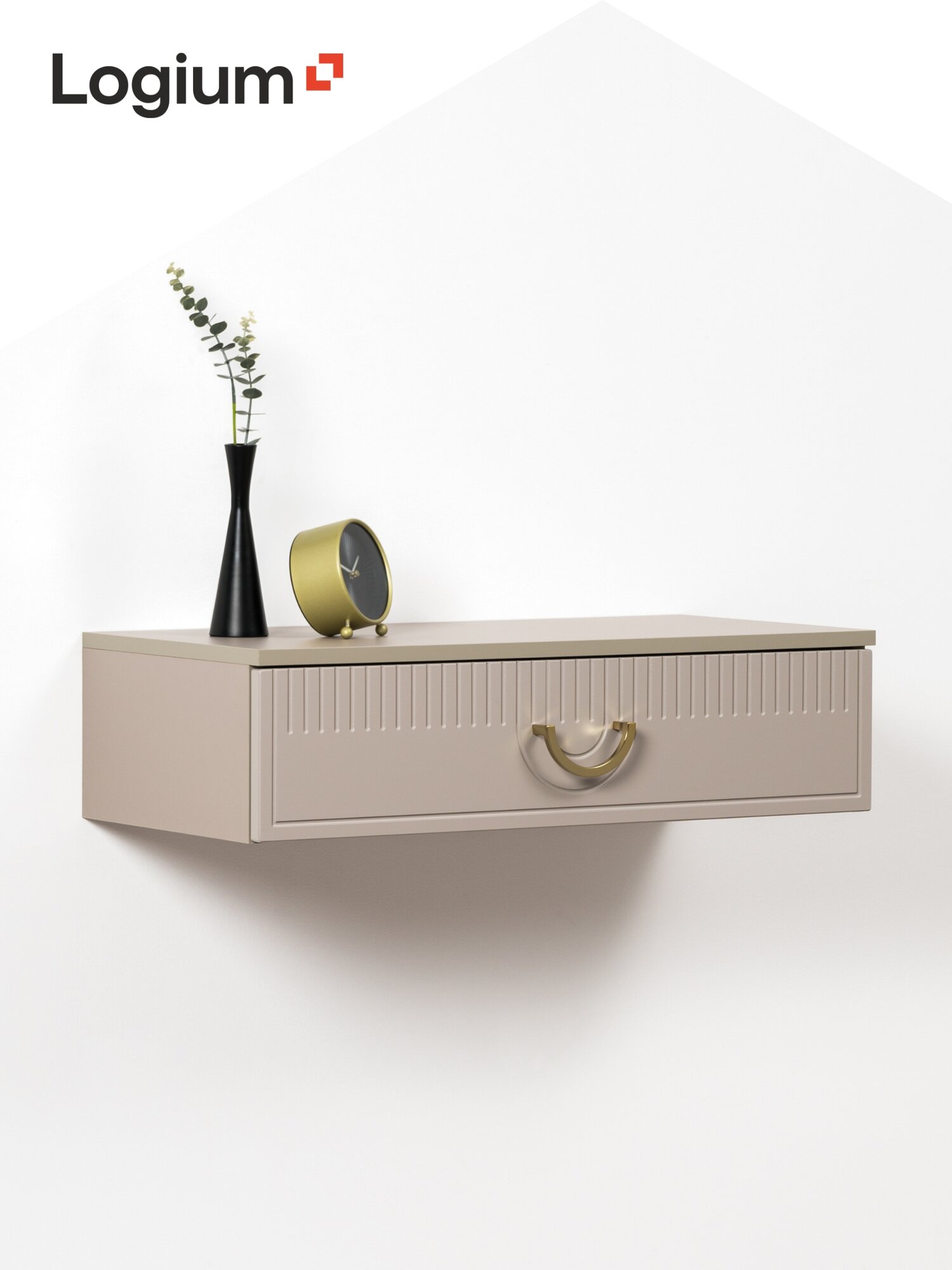 Столик туалетный подвесной, 74*36*19, Глиняный серый, Крем, Интерия 12.116