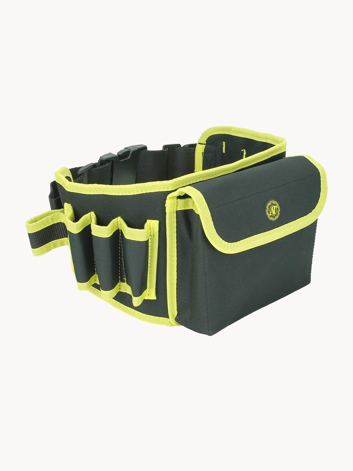 Сумка-пояс для инструментов с большим карманом черно-желтого цвета / Пояс для инструментов / Подсумок поясной
