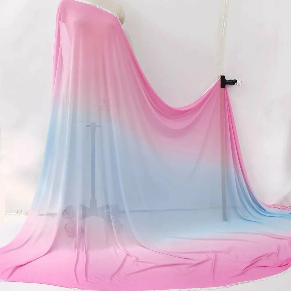 Тюль стрейч градиентный, полиэстер/эластан, ширина 147 см (58"), эластичная сетчатая ткань, продажа на метр