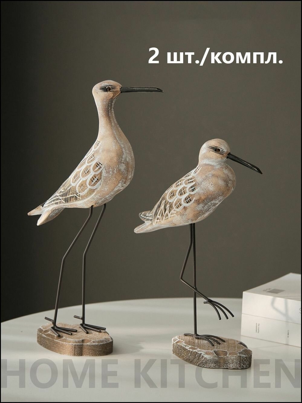 Набор деревянных морских птиц в средиземноморском стиле, винтаж, 2 шт. Фигурки чайки-DKD-CJ0820