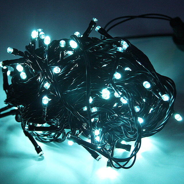 Светодиодная гирлянда Кристалл 120 аквамариновых LED ламп 12 м, зеленый ПВХ, соединяемая, IP44, Snowhouse (Сноухаус), DC-LD120-OG-E