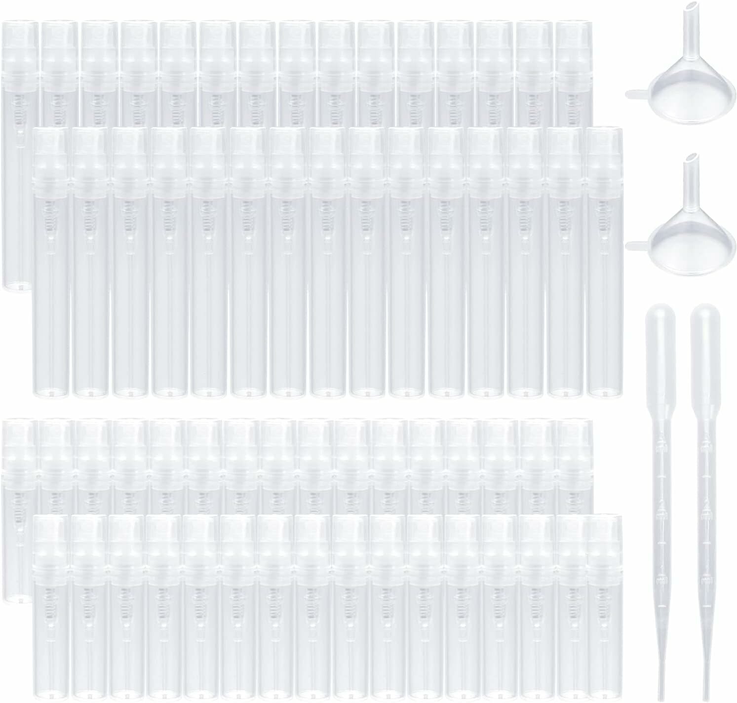 60 мини-флаконов-распылителей со сменными соломинками и насадками для духов и жидкостей (3 мл, 5 мл)