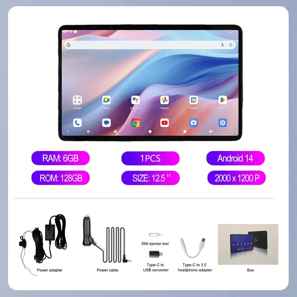 Icreative 12,5-дюймовый монитор на подголовнике заднего сиденья Android 14