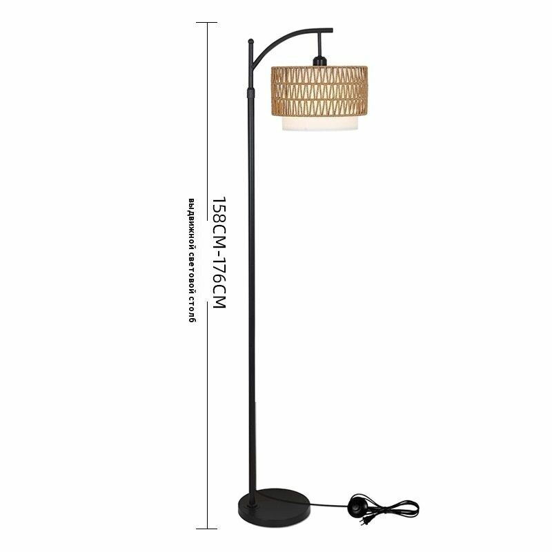 Торшер напольный современный с абажуром из ротанга