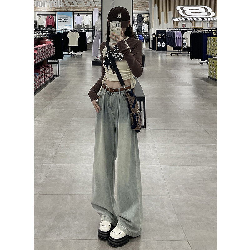 Женские джинсы Версия повышения Цементно-серый с мехом малый рост