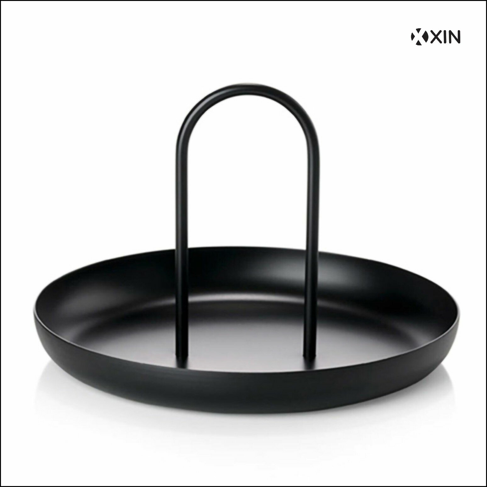 Поднос, металлический, с ручкой, портативный, для сервировки, черный