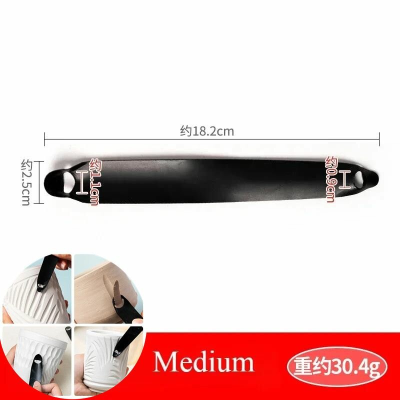 Двухсторонний Скребок из Высокоуглеродистой Стали для Текстурирования Глины и Керамики,1, b, черный