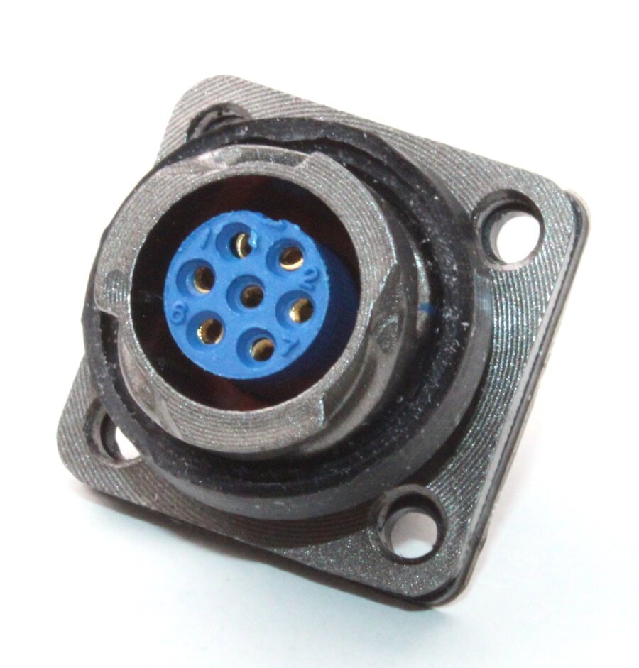 FQ14-7pin ZK, IP67 7 контактов, 250В, Розетка блочная (фланец)