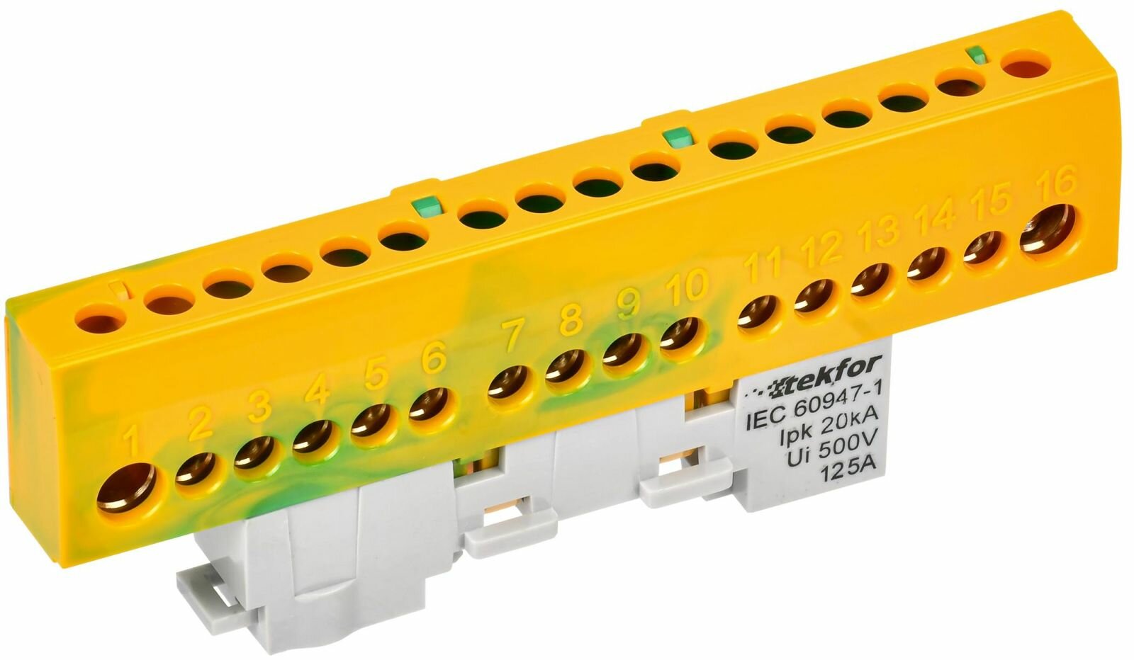 Шина электрическая IEK PE земля изолированная на универсальном держателе 8х12-16-ЖЗ, Tekfor