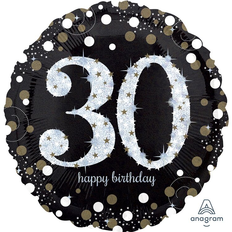 Воздушный шар Anagram 18" Happy Birthday, Sparkling 30 gold, S55