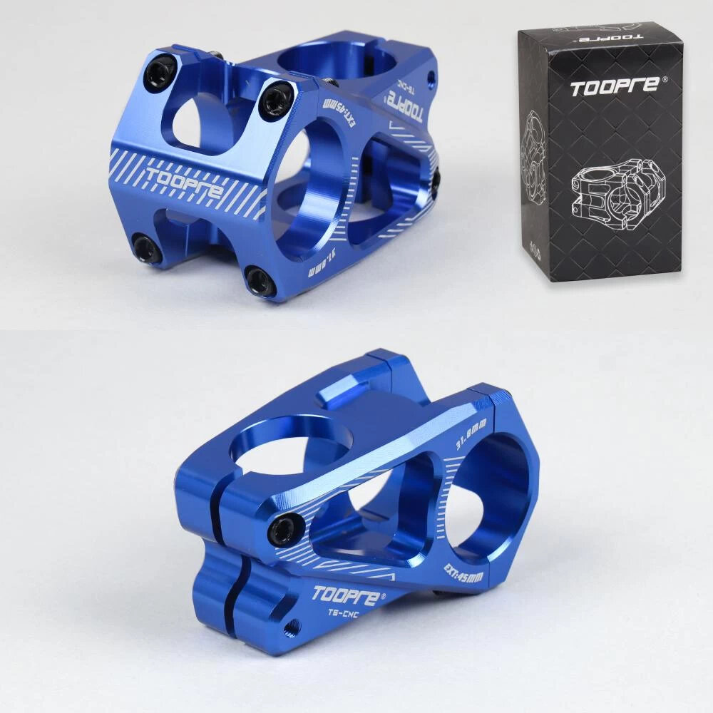 Вынос TOOPRE алюм, для безрезьб. вилки 28.6, под руль 31,8мм, 45мм , угол 0° синий