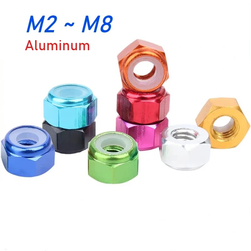 Стопорные гайки Huiruixin алюминиевые M2-M8 M5-5pcs, Titanium Grey