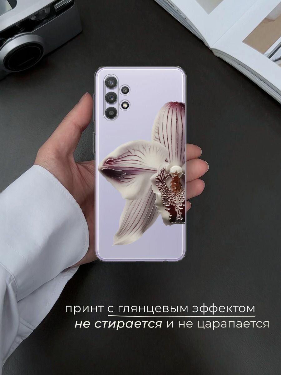 Чехол на Samsung Galaxy A32 / Самсунг Галакси А32 с принтом Белая орхидея — фото 1