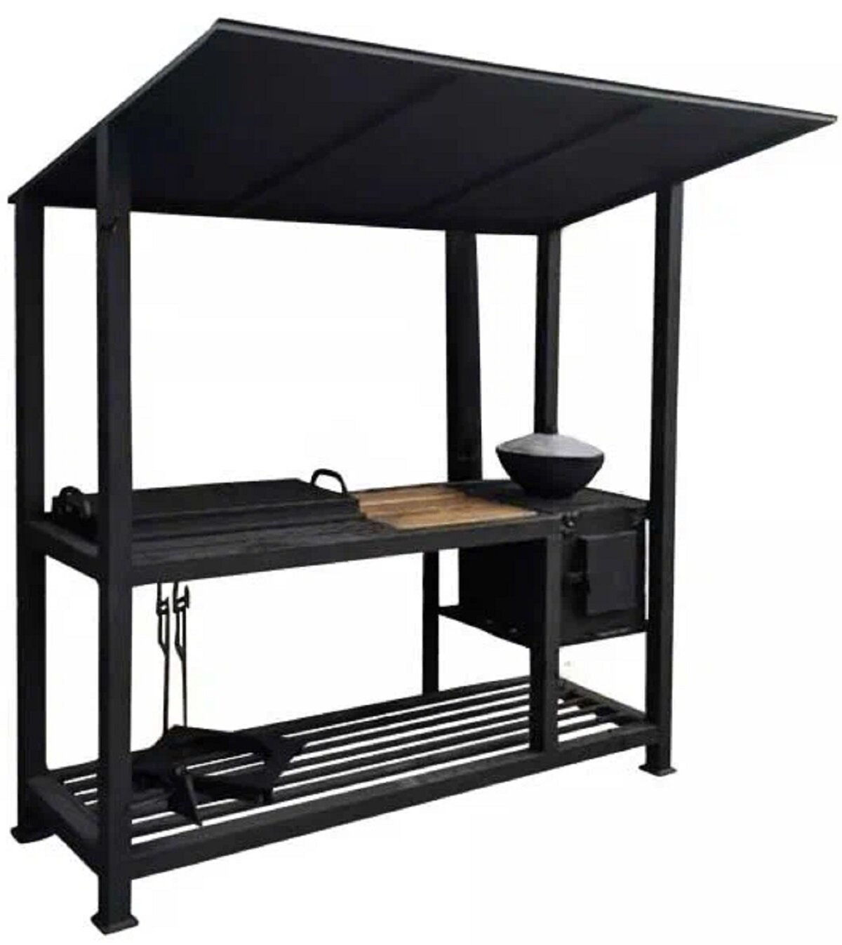 Мангал Лофт "Профи – Н20" с печью, дымоходом и крышкой на жаровню