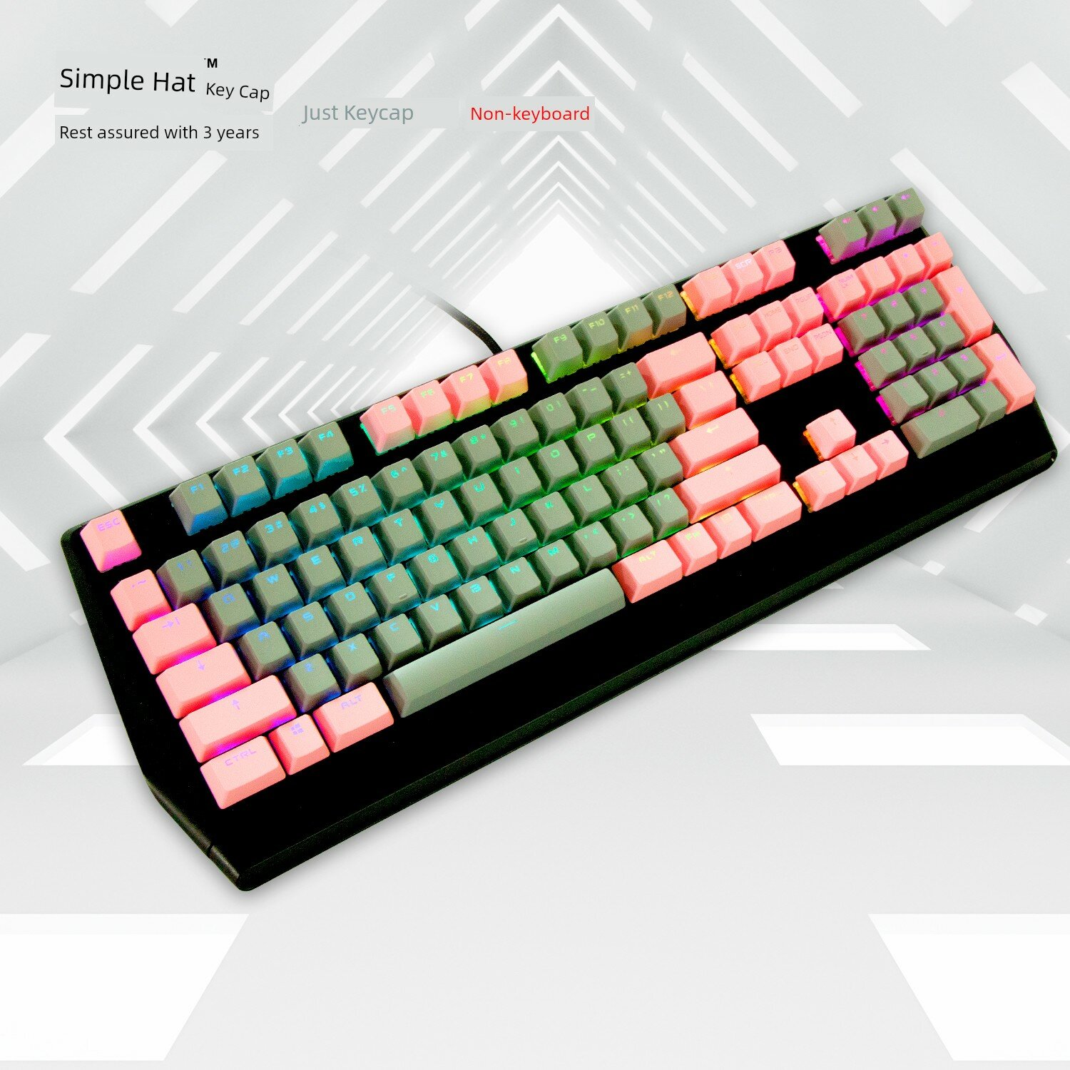 Alienware Matte PBT Прозрачные Клавиатурные Накладки - Серый Розовый Цвет, Тема Песочные Часы для Механической