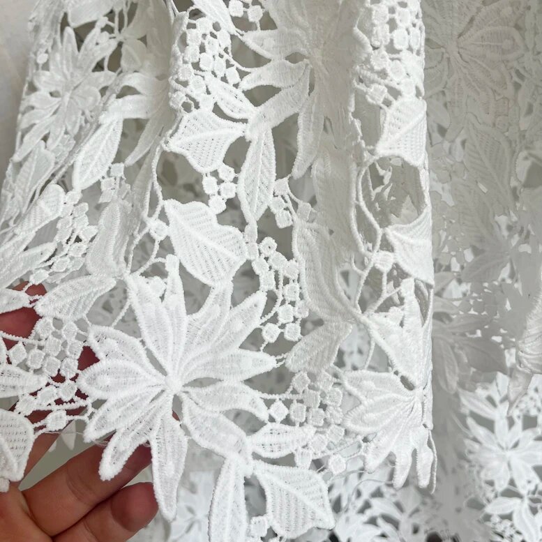Белая водорастворимая кружевная ткань Lisveick для пошива