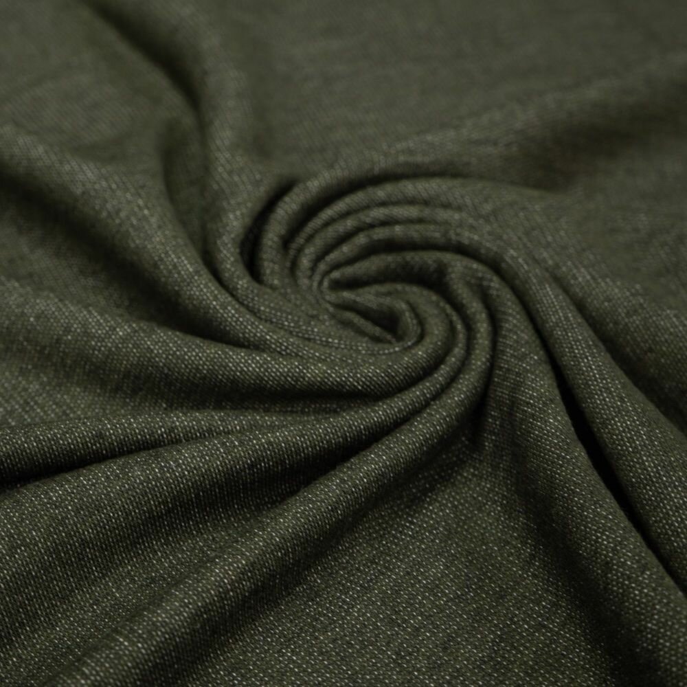 Трикотаж футери хаки с белой петлей. Ткань для шитья 2.45м