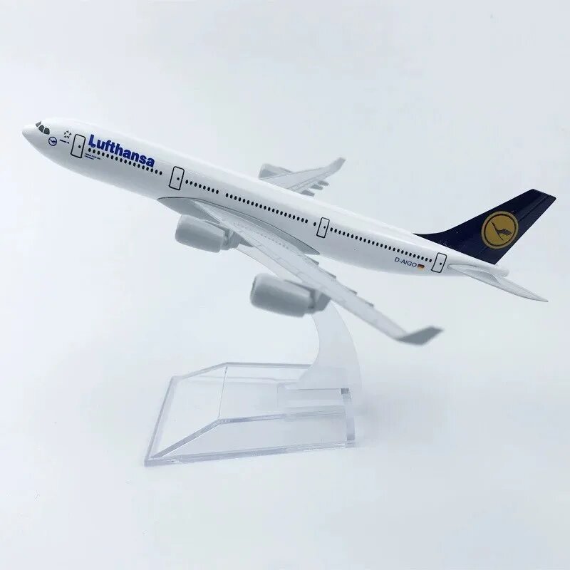 Модель Самолета Lufthansa Airbus A340, 16 См, Литая Металлическая Игрушка Для Детей, Масштаб 1:400